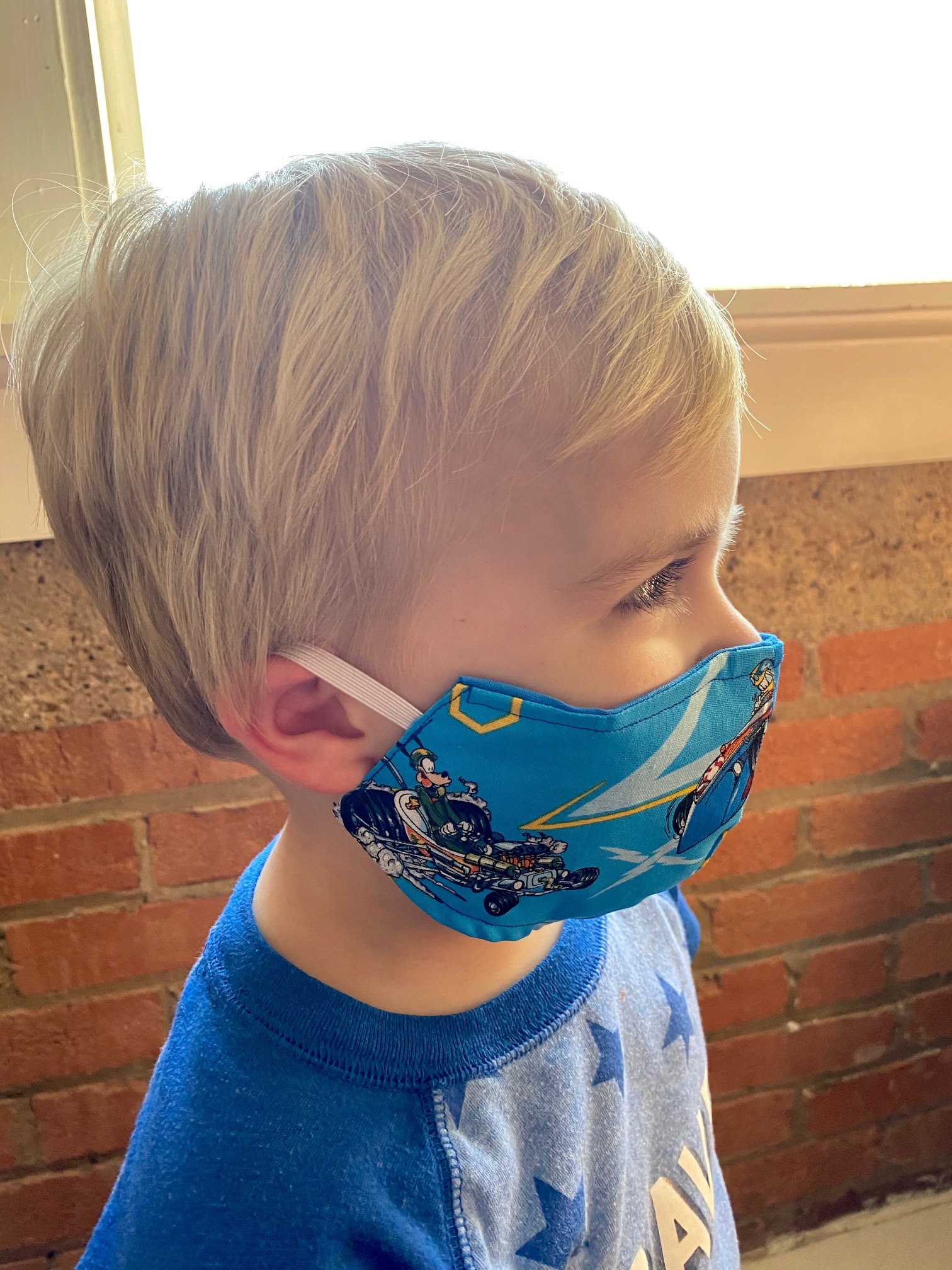 100% Cotton Toddler Blue Mickey Mouse & Friends Race Cars Reversible ...