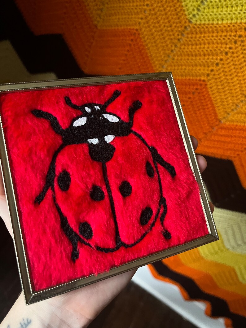 Ladybug Chainstitched Frame or Wall Hanging - Etsy