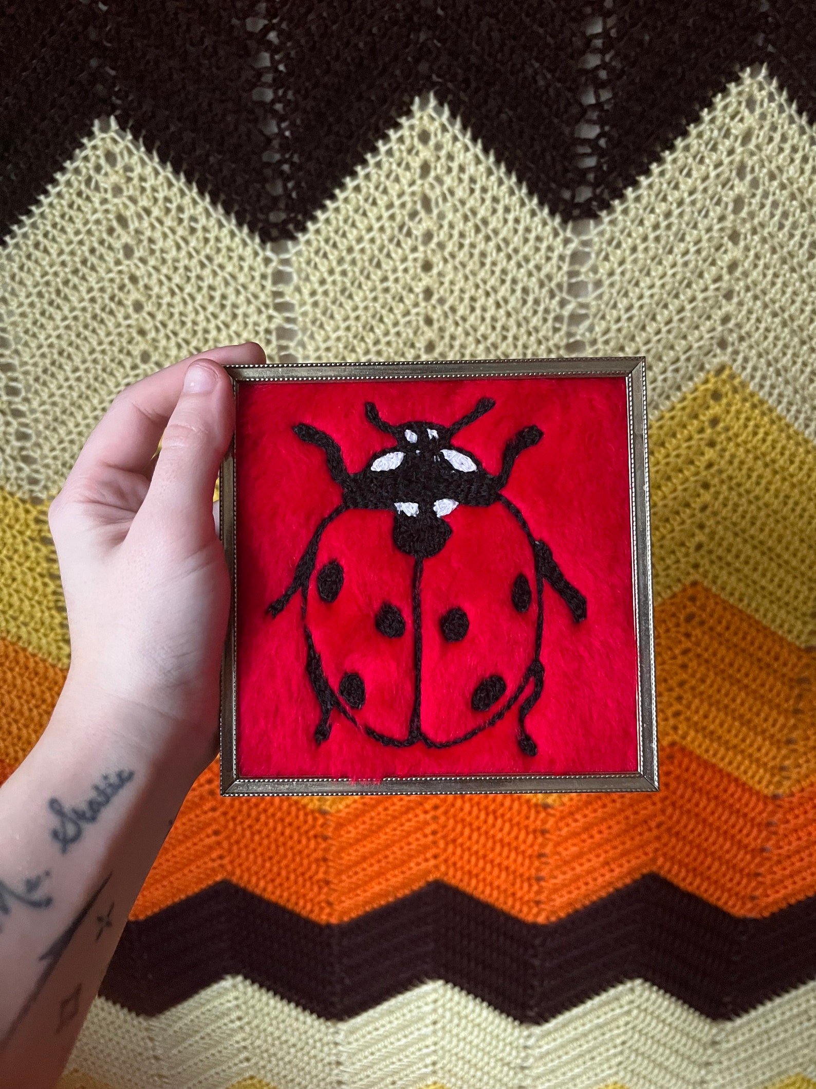 Ladybug Chainstitched Frame or Wall Hanging - Etsy