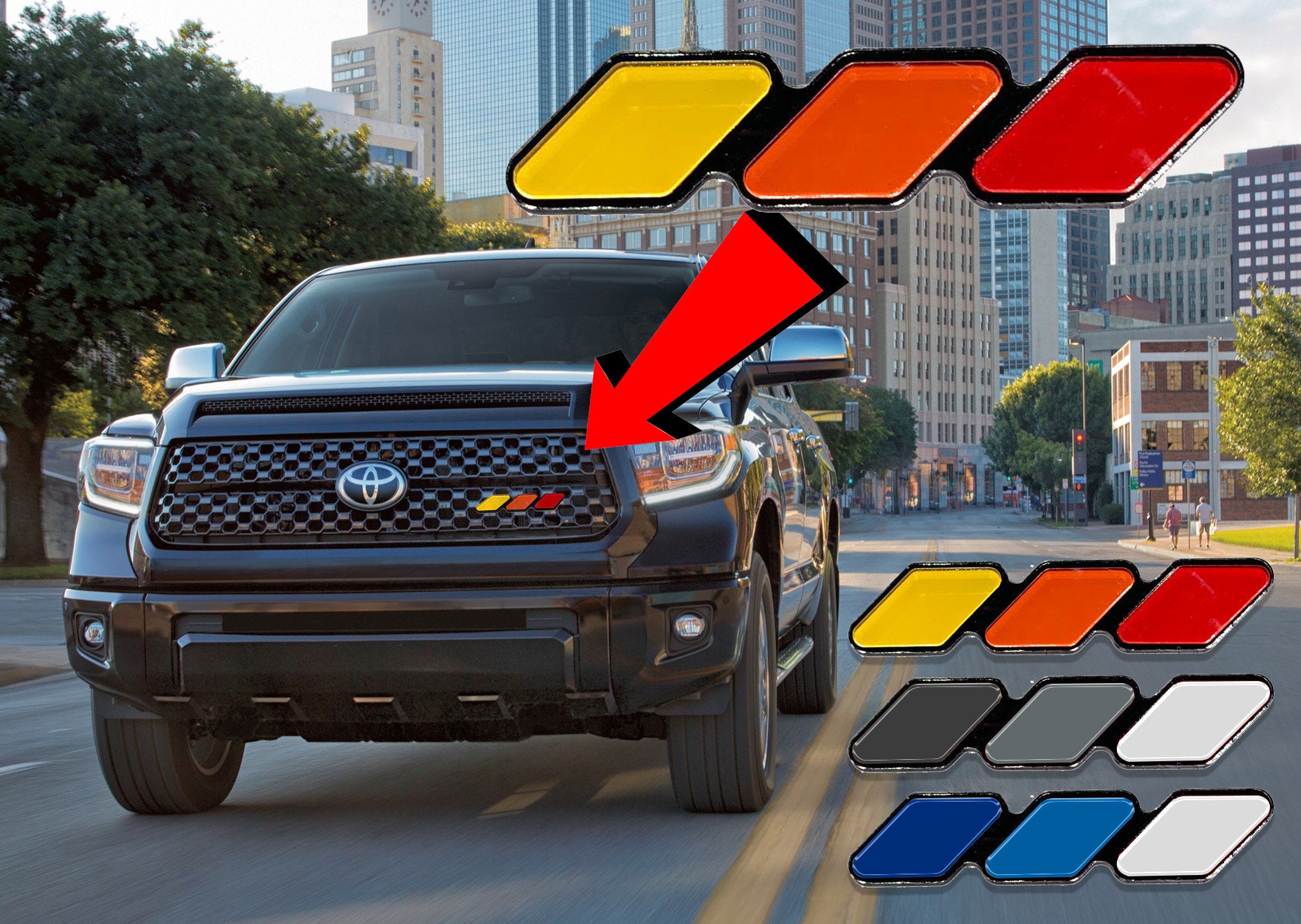 Trd Accessories Toyota TRD Tri-Color Grille Badge Black 4Runner Emblem