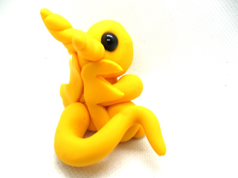 Yellow Dragon Clay Figurine With a Lady Bug - Etsy