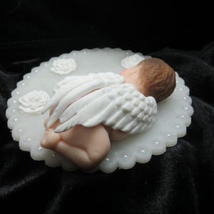 Angel Baby With Roses & Pearls Figurine / Cake Topper - Etsy