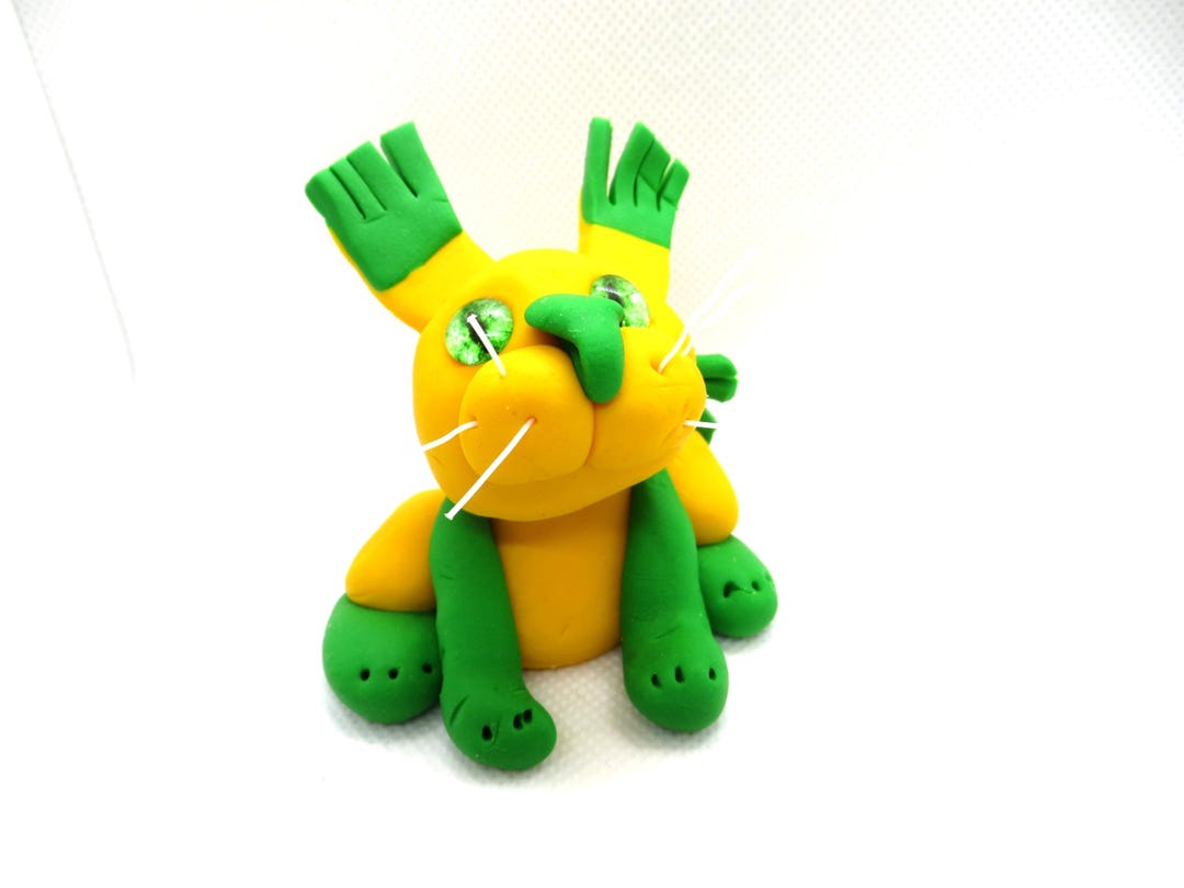 Yellow & Green Silly Cat - Etsy