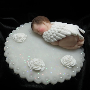 Angel Baby With Roses & Pearls Figurine / Cake Topper - Etsy