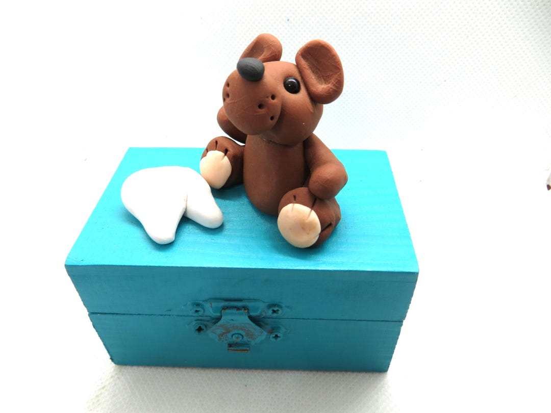 Turquoise Tooth Fairy Box With a Teddy Bear - Etsy