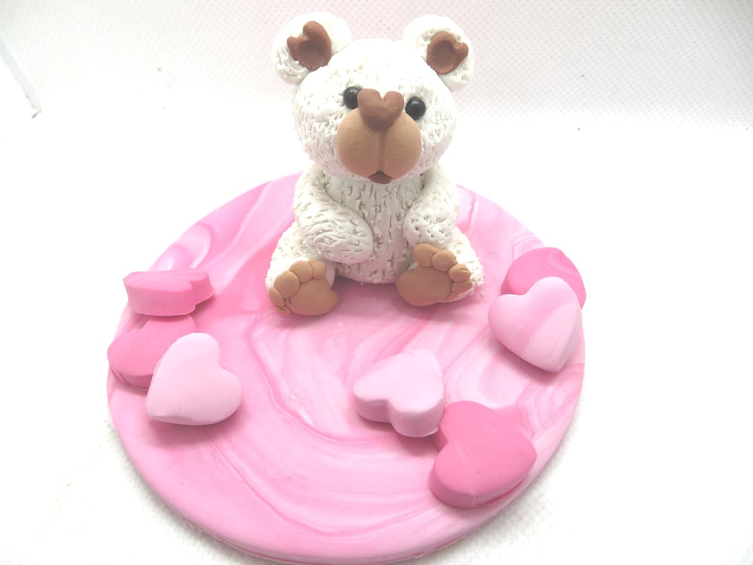 Polymer Clay Teddy Bear Girl Figurine / Baby Shower Cake Topper - Etsy