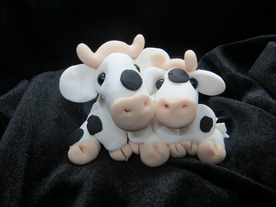 Mommy & Baby Polymer Clay Cows - Etsy