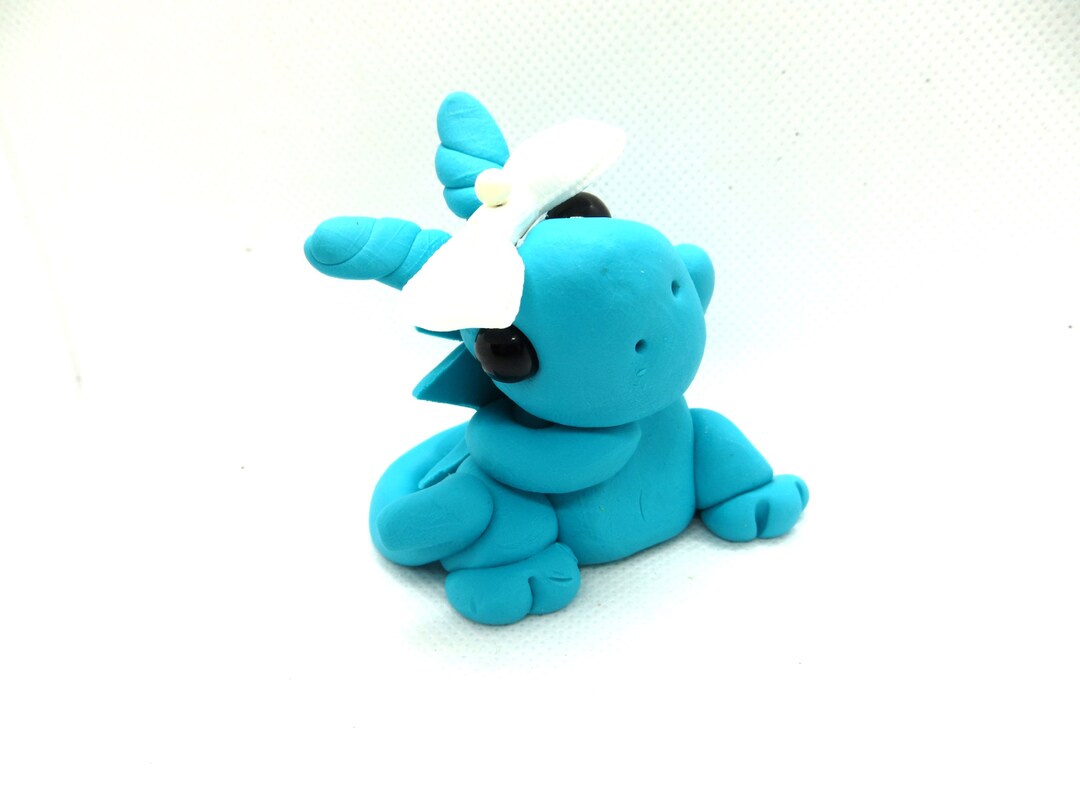 Second Chance Turquoise Dragon Figurine With a Bow - Etsy