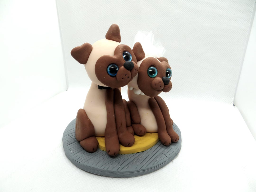 Siamese Cat Bride and Groom Figurine / Wedding Anniversary Cake Topper ...