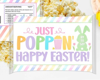 Digital Printable Easter Popcorn Wrapper Instant Download Party Favor ...