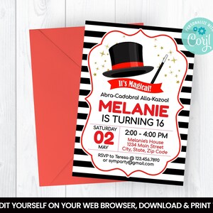 Editable Magician Invitation, Magic Self Editing Invite, INSTANT ACCESS ...