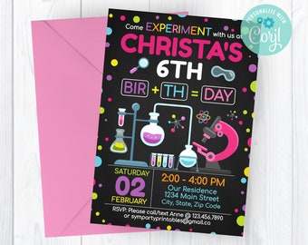 Editable Science Party Invitation Experiment Laboratory Self | Etsy