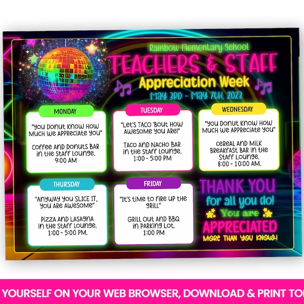 Teacher Appreciation Decades Flyer - Etsy