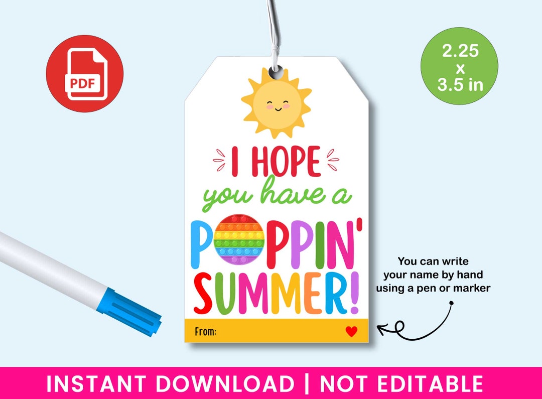 Fidget Printable Gift Tags, Anti Stress , Summer Tag Design, Beach ...