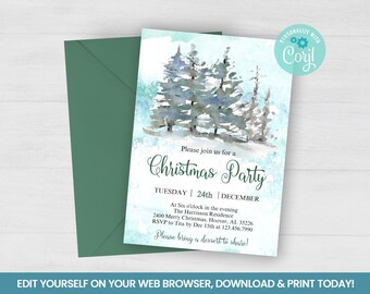 Editable Woodland Snow Invitation Winter Forest Self Editing | Etsy