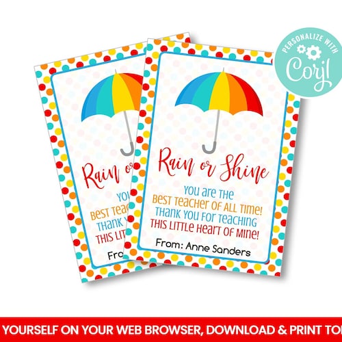 Umbrella Gift Tag Teacher Staff Employee Appreciation Week - Etsy