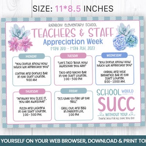 EDITABLE Watercolor Succulent Teacher & Staff Appreciation Flyer ...