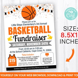 EDITABLE Basketball Fundraiser Flyer Template, Charity Non Profit Event ...