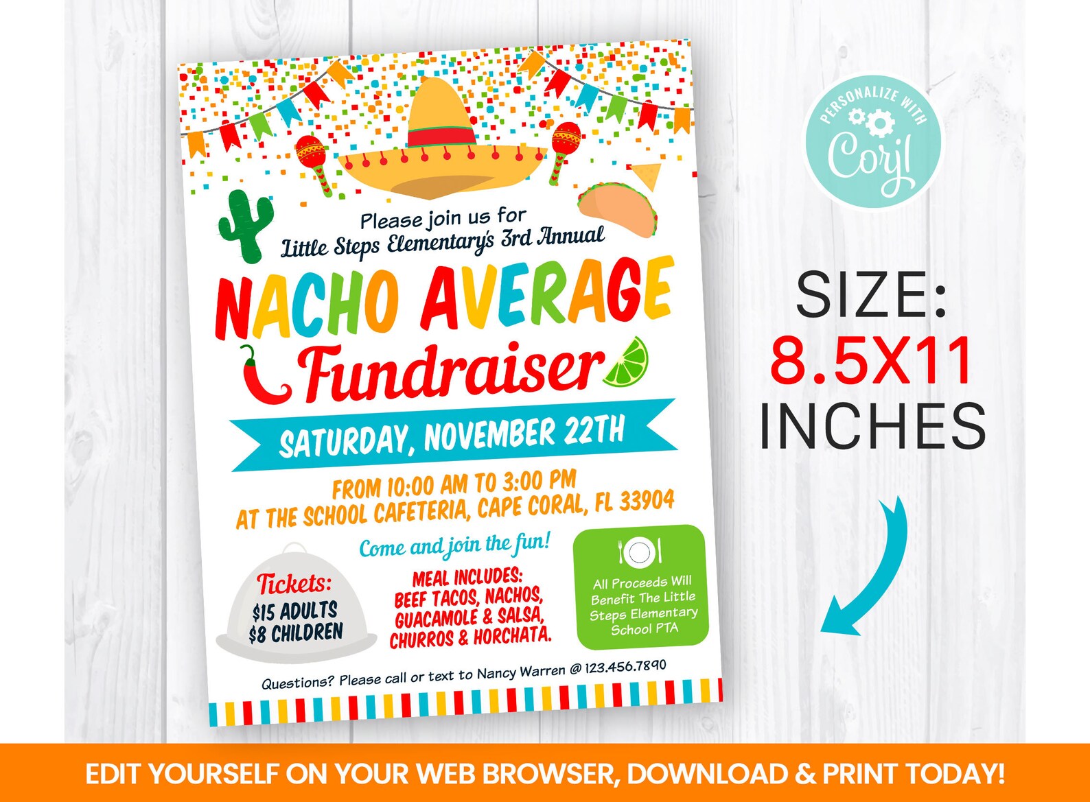 EDITABLE Fiesta Fundraiser Flyer Template Charity Non Profit - Etsy