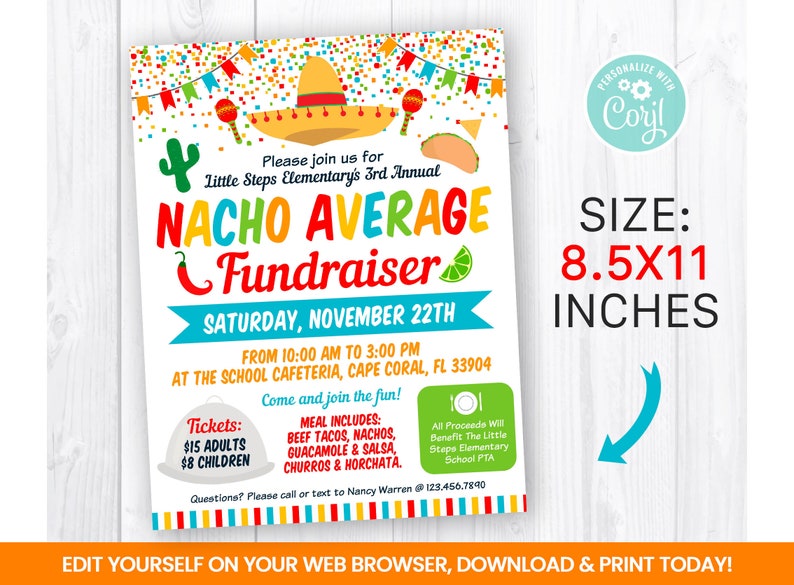 EDITABLE Fiesta Fundraiser Flyer Template Charity Non Profit - Etsy