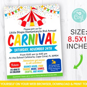 EDITABLE Carnival Fair Event Flyer Template, Charity Non Profit Event ...