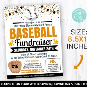 EDITABLE Baseball Fundraiser Flyer Template, Charity Non Profit Event ...