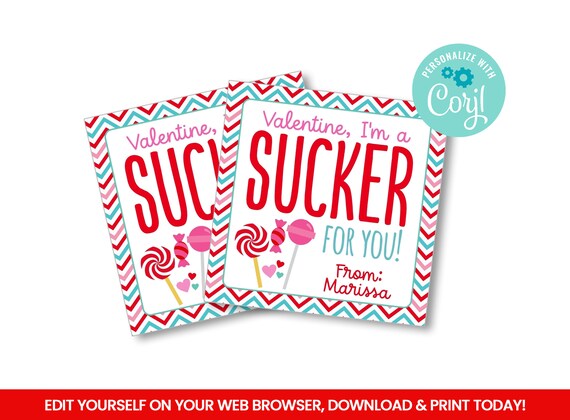 EDITABLE Sucker for you Square Tags, Candy Lollipop Treat Tags Ideas ...