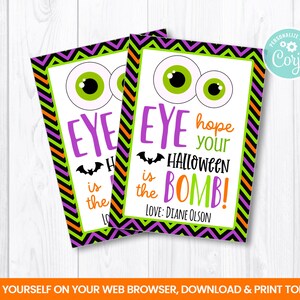 EDITABLE Chocolate Bomb Happy Halloween Favor Gift Tags Eye - Etsy