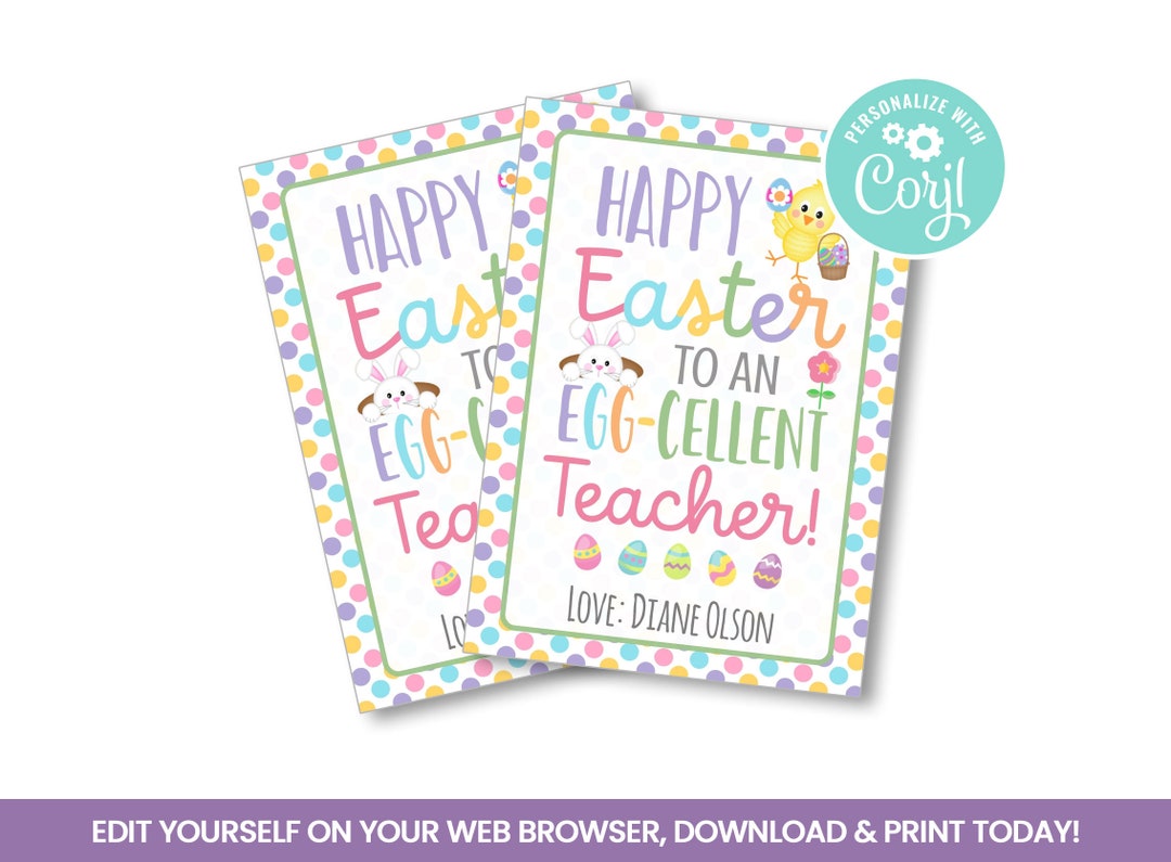 EDITABLE Happy Easter Printable Gift Tags, Easter Egg Hunt Treat Tags ...