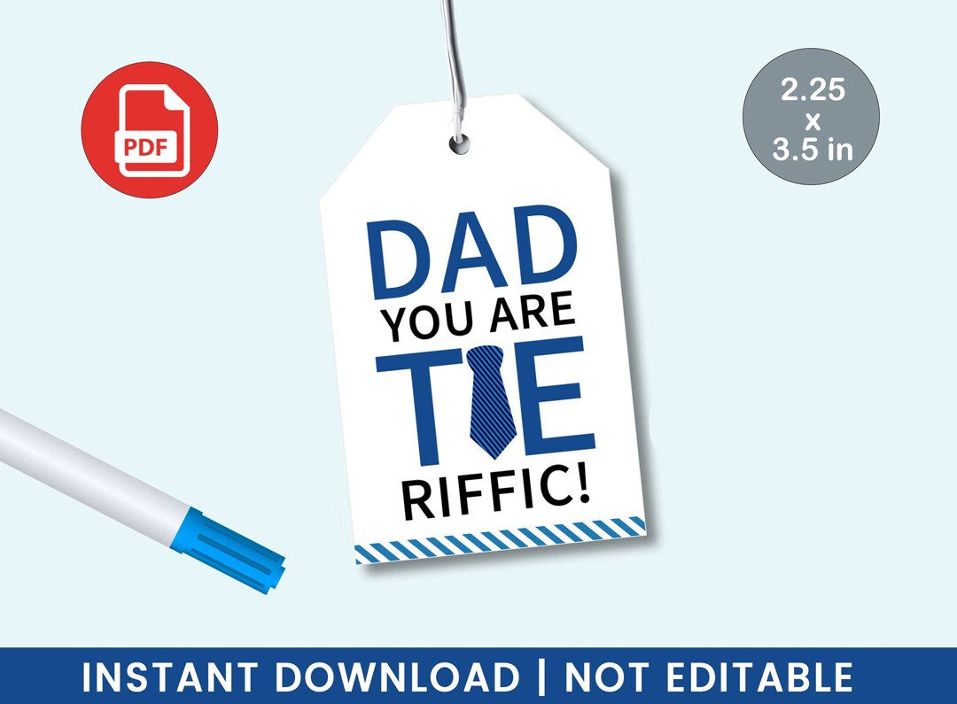 Printable Father's Day Tie Gift Tags, Dad Appreciation PDF Instant ...