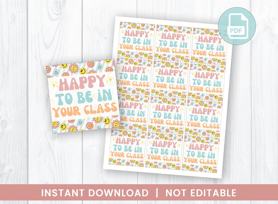 Groovy Back to School Gift Tags Happy to Be in Your Class Retro ...