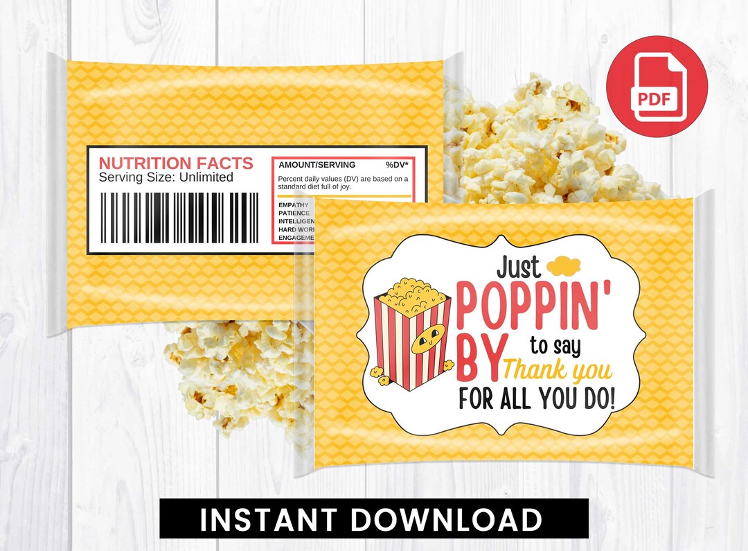 Teacher Appreciation Microwave Popcorn Wrapper, Teacher and Staff ...