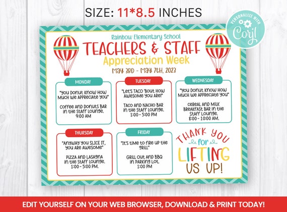 EDITABLE Hot Air Balloon Teacher & Staff Appreciation Flyer, Sky ...