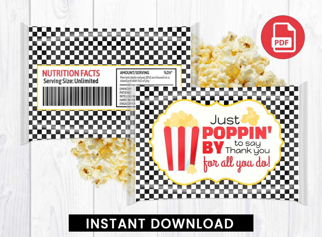 Teacher Appreciation Microwave Popcorn Wrapper, Teacher and Staff ...