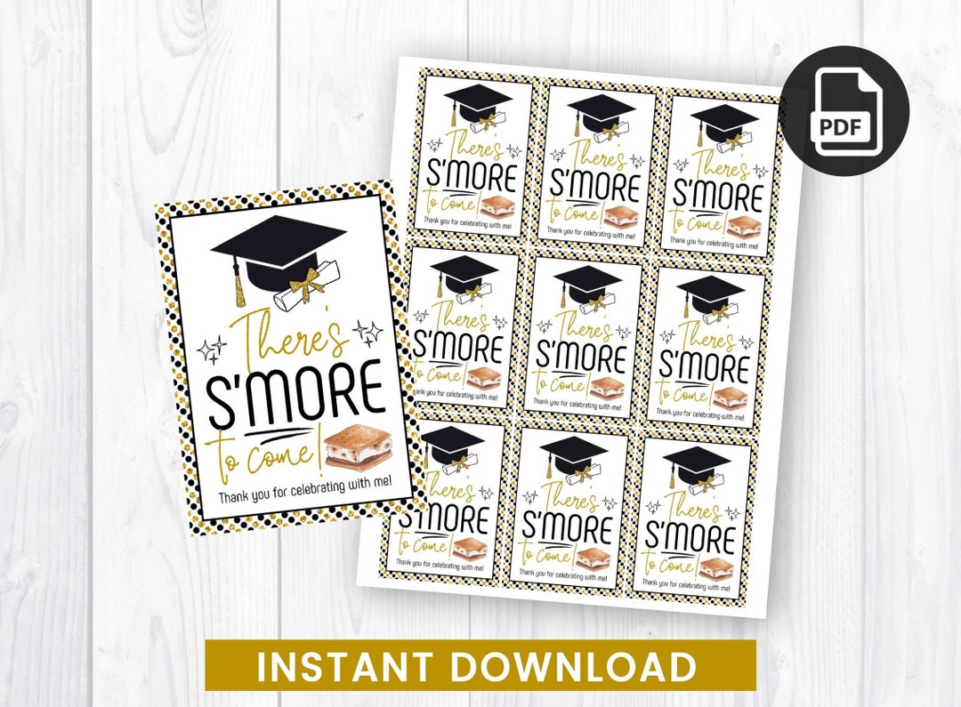 Graduation Thank You Gift Tag, S'more Gift Tags, Gold and Black ...