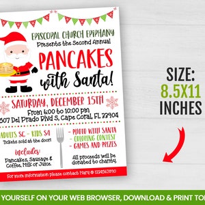 EDITABLE Breakfast With Santa Flyer Template, Pancakes With Santa Event ...