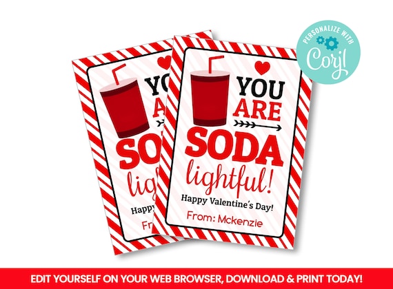 EDITABLE Soda-lightful Rectangle Tags Drink Can Bottle Gift - Etsy