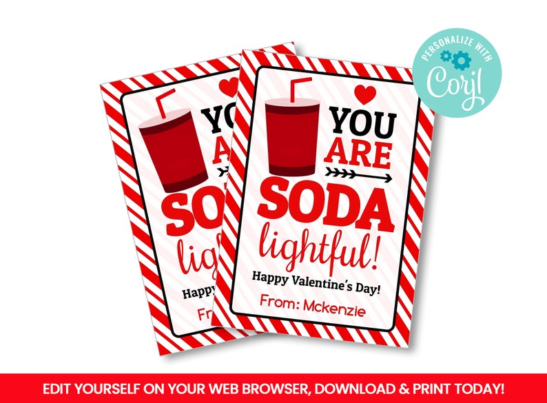 EDITABLE Soda-lightful Rectangle Tags Drink Can Bottle Gift - Etsy