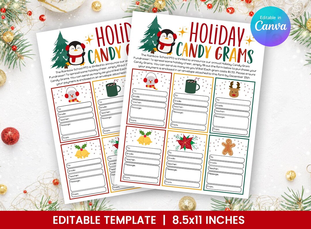 Editable Holiday Candy Grams Flyer Holiday Fundraiser Template - Etsy