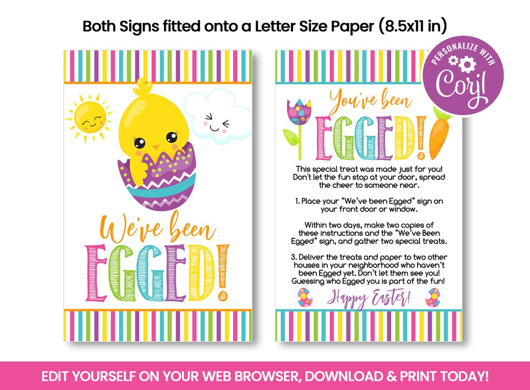 EDITABLE We've Been Egged Sign, You've Been Egged, Neighbors, Desktop ...