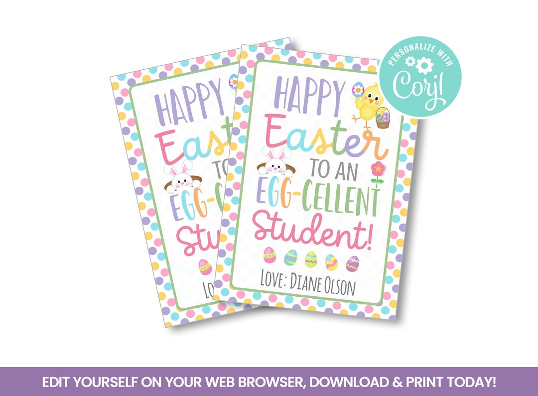 EDITABLE Happy Easter Printable Gift Tags, Egg Hunt Treat Tags Ideas ...