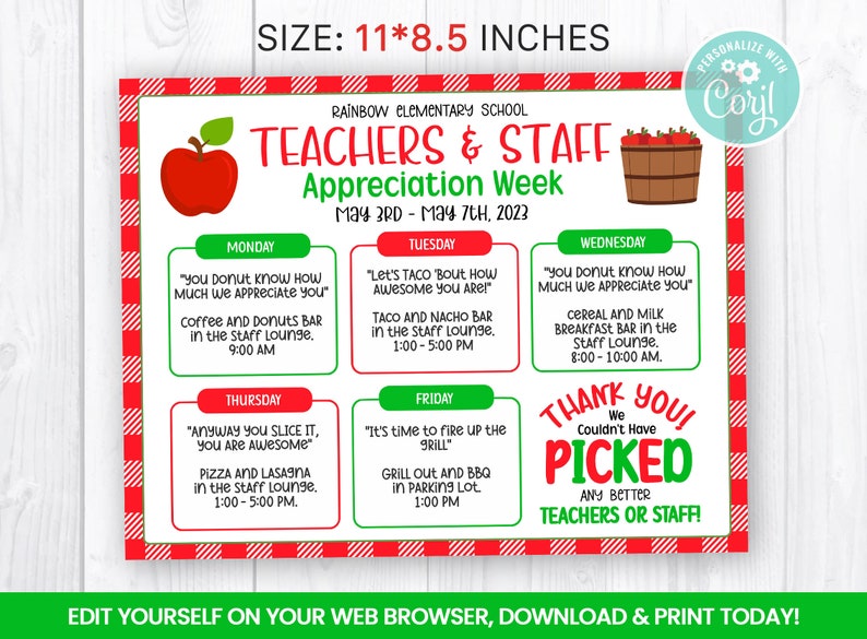 EDITABLE Apple Teacher & Staff Appreciation Flyer - Etsy