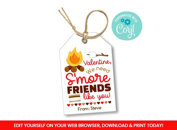 EDITABLE S'more friends like you gift tags, camping treat tags ideas ...