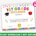 Printable 1st Grade Graduation Diploma, End of School Certificate ...