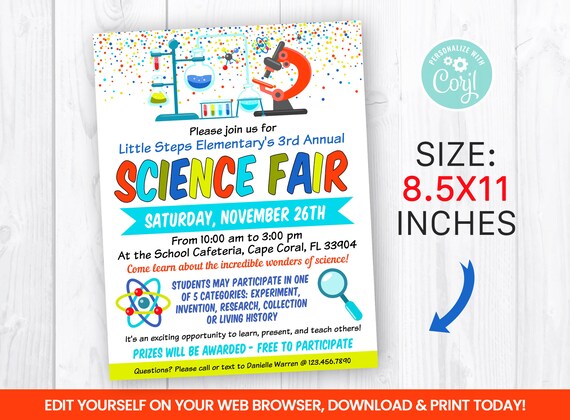 EDITABLE Science Fair Festival Flyer Template, Charity Non Profit Event ...