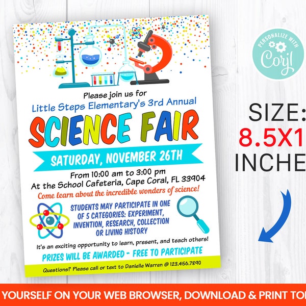 Science Fair Invitation Template - Etsy