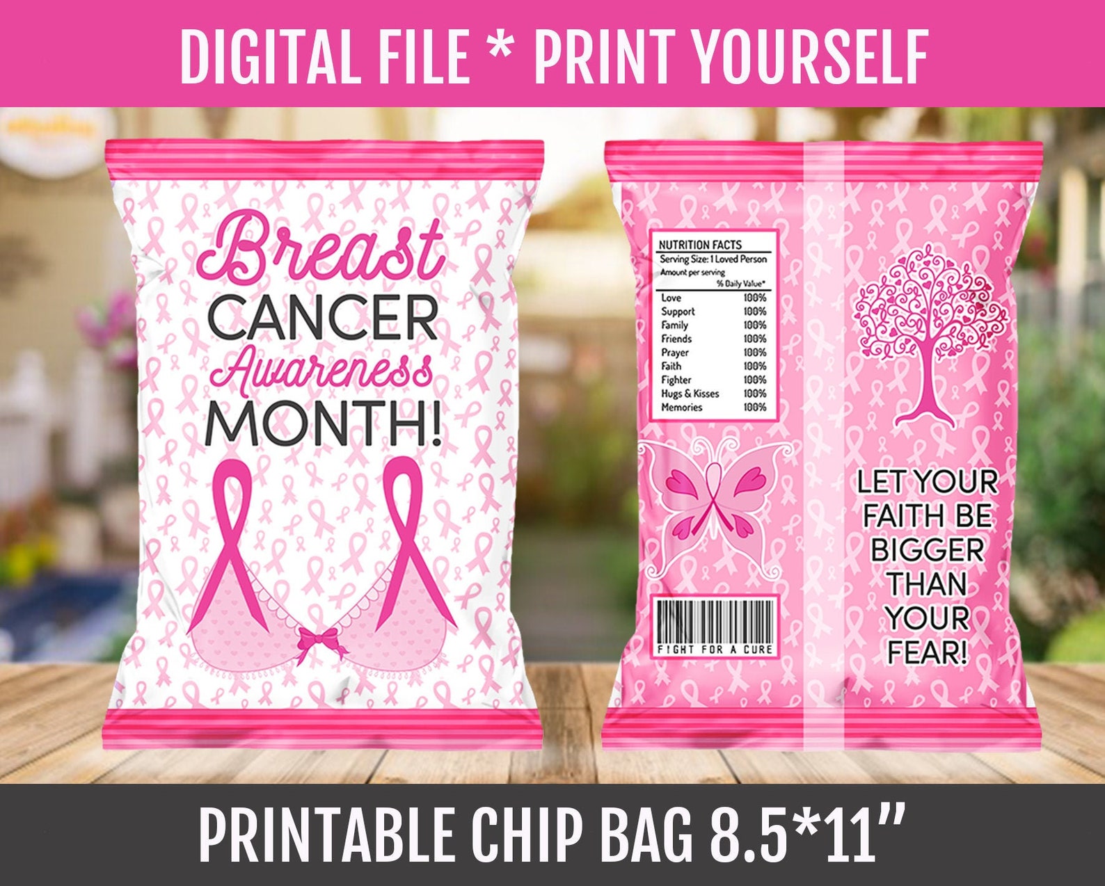 Breast Cancer Chip Bag Awareness Month Survivor Support Gift - Etsy