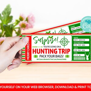 EDITABLE Hunting Trip Surprise Ticket Merry Christmas Self - Etsy