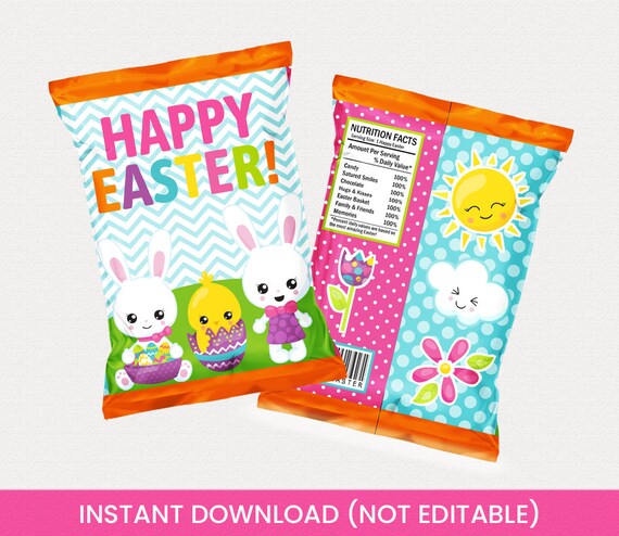 Easter Egg Hunt Chip Bag Printable, Bunny, Chick, Spring Party Supplies ...