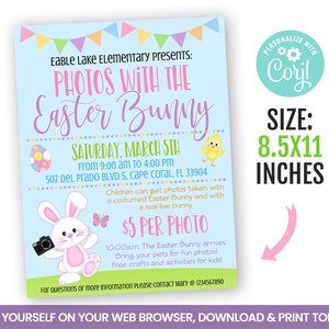EDITABLE Photos With the Easter Bunny Flyer Template, Picture Easter ...